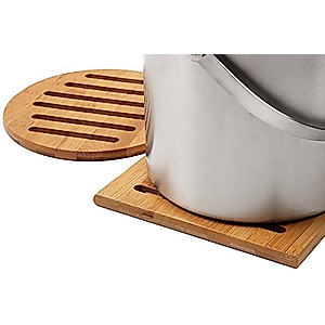 Natural Bamboo Trivet Mat Set, Kitchen Wood Hot Pads Trivet, Heat Resistant Pads for Hot Dishes/Pot/Bowl/Teapot/Hot Pot Holders, Anti-Hot Non-Slip Durable,Square and Round (Pack of 4), by MUWENTY