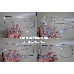 AMUONTY Sponge Holder for Kitchen Sink Suction,Plastic Sink Brush Sponge Caddy Sink Organizer-(5.7" x 2.4" x 3.1"),Clear