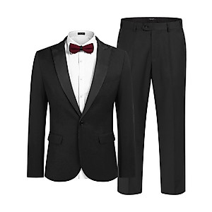 COOFANDY Men's Wedding Suits 2 Piece Tuxedo Suit Set Classic Fit Prom Suit Jacket Blazer Dress Pants Black