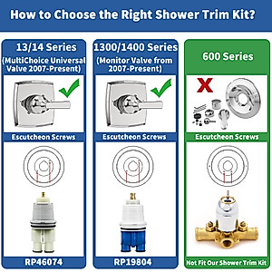 Replacement for Delta Faucet Ashlyn 14 Series Single-Function Shower Valve Trim Kit, Chrome Shower Trim Kit Shower Handle T14064(Without Cartridge)