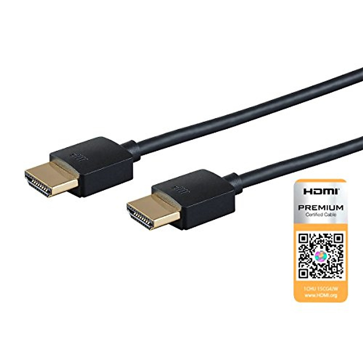 Monoprice High Speed HDMI Cable - 1 Feet - Black| Certified Premium, 4K@60Hz, HDR, 18Gbps, 36AWG, YUV, 4:4:4 - Ultra Slim Series