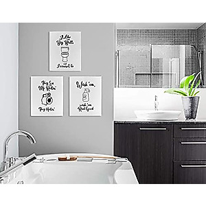 Decorae Wooden Funny Bathroom Signs (Set of 3); Cute Humorous Wall Art Each 10 x 8 Inches