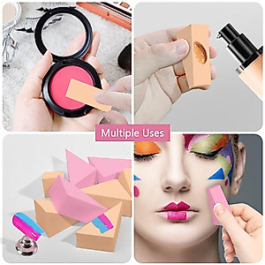 AUAUY 48 Pcs Makeup Sponge Wedge Shaped Blender, Mini Applicator Wedges, Non-Latex Cosmetic Puff, Cosmetic Wedges Beauty Blender Sponges, For Foundation Liquid Cream - Pink&Beige