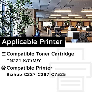 RIOMAN TN221 Toner Cartridge Compatible Replacement for Konica Minolta TN221 to Use with Bizhub C227 C287 C7528 Toner Printer Yellow