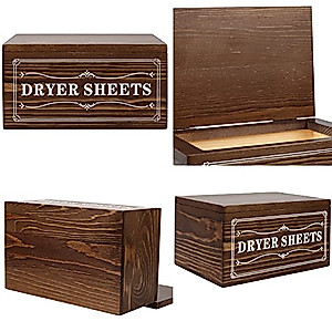 Minelife Dryer Sheet Holder with Lid Wood Dryer Sheet Holder Farmhouse Rustic Dryer Sheet Dispenser, Farmhouse Laundry Room Decor Dryer Sheet Container Storage Box for Laundry Room