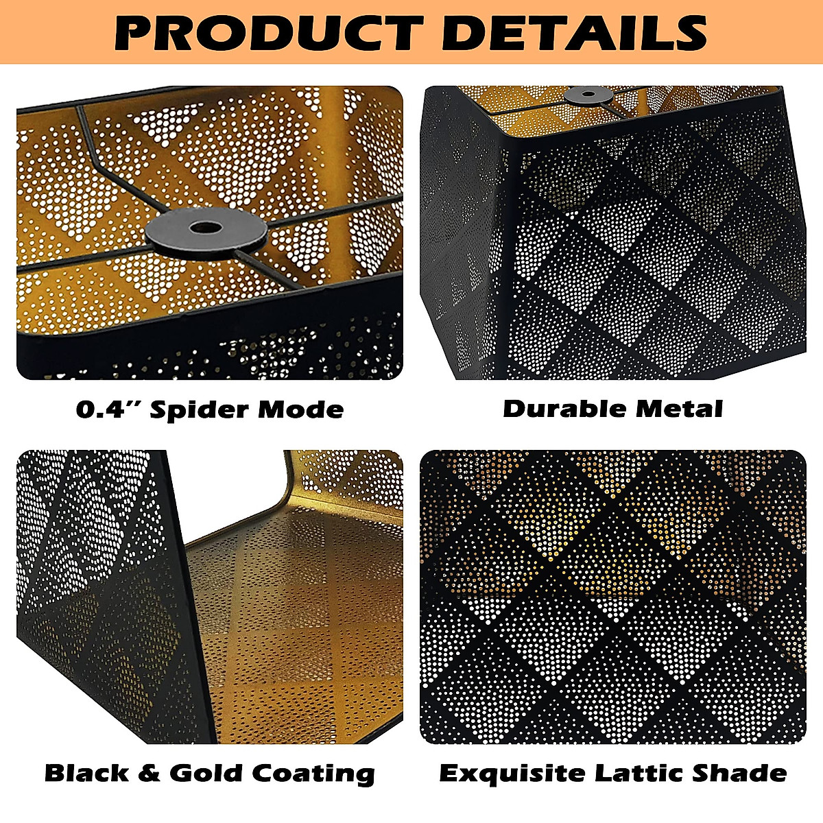 Royxen 2 Pack Metal Lamp Shades Vintage Lampshade for Table Lamp and Floor Light, Falling Stars