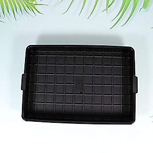 YARNOW Plant Pot Trays Rectangle Plastic Humidity Tray Indoor Plants Succulents Flower Bonsai Tree Saucer Organizer 1pc Black 33.5x23.5x3cm
