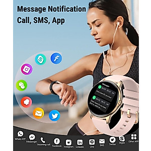 Holiday Smart Watches for Women with Answer Make Calls, 1.32" Ladies Fitness Watch with Heart Rate Monitor Sleep Step Counter Tracker, IP68 Waterproof Smartwatch for Android iOS Phone (2 Straps)