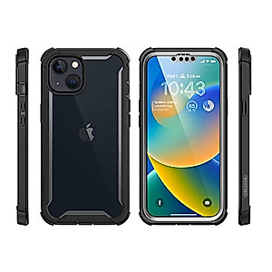i-Blason Ares Series Designed for iPhone 14 Case 6.1 inch (2022)/iPhone 13 Case 6.1 inch (2021), Dual Layer Rugged Clear Bumper Case with Built-in Screen Protector (Black)