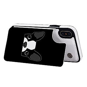 French Buldog Head Wallet Phone Cases Fashion Leather Design Protective Shell Shockproof Cover Compatible with iPhone X/XS