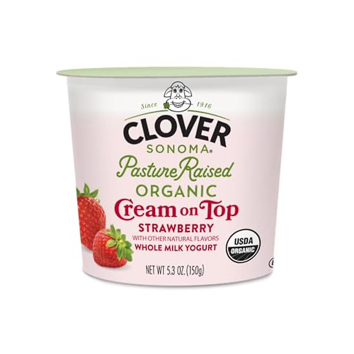 Clover Sonoma, Organic Cream On Top Yogurt, Strawberry, 6 Oz