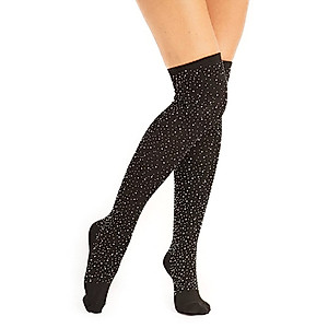 Over Knee Socks Women's Sparkle Rhinestone Stocking Long Casual Socks glitter High Boot Socks Black