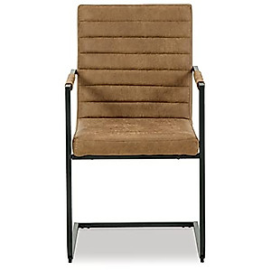 Signature Design by Ashley Strumford Modern Faux Leather Dining Upholstered Arm Chair, Set of 2, Light Brown & Black