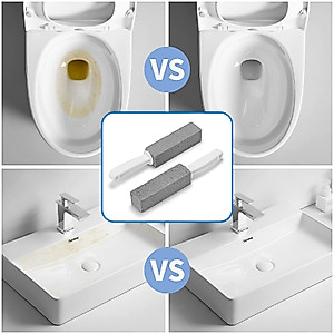 Omszte 2Pack Pumice Stone Toilet Bowl Cleaning with Handle, Scouring Stick Powerfully Cleans Away Limescale Stain, Hard Water Rings, Calcium Buildup, Suitable for Tiles, BBQ Grill, Bath tubs