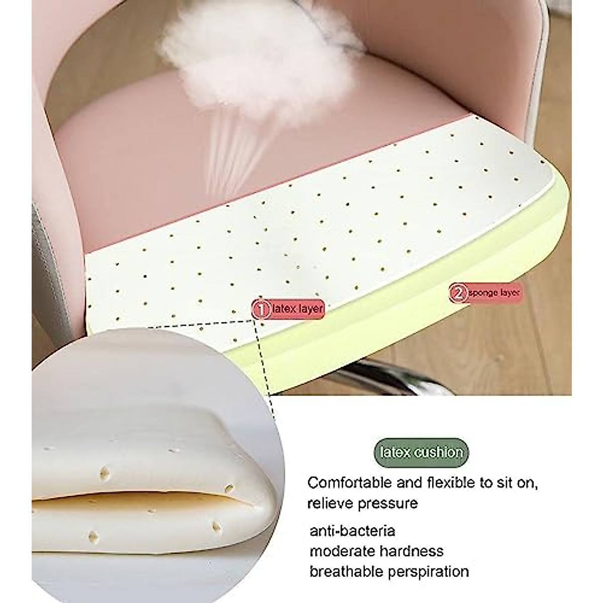 VIDECOR Adjustable Office Chair Faux Leather Swivel Computer Chairs with Wheels and Lift Home Office Chair Study Room Furniture Base Padded Swivel Chair,F