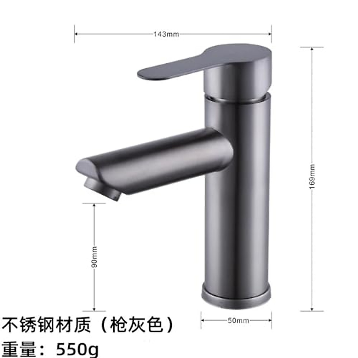 QAXIOQCS Kitchen Faucet Stainless Steel Hot and Cold Water Tap Washbasin Basin Faucets Bathroom Bathtub Accessories Set Sink Bath Mixer(Color:Gray)