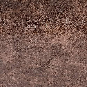 Adeco 15’’ Small Ottoman Footstools- Waterproof Brown Distressed Faux Leather Upholstered Foot Rest with Plastic Legs- Lightweight and Portable