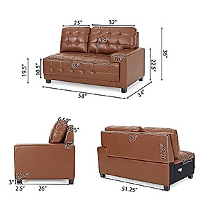 Christopher Knight Home Harlar Sofas, Cognac Brown + Dark Brown