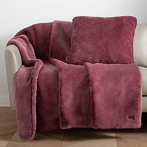 UGG 18965 Euphoria Plush Faux Fur Reversible Throw Blanket for Couch or Bed Luxury Blankets Soft Luxurious Cozy Home Decor Hotel Style Fuzzy Fluffy Soft Sofa Throws, 70 x 50-Inch, Dusty Rose