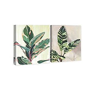 Wynwood Studio Floral and Botanical Tropical Canvas Wall Art Nice Green Set Living Room Bedroom and Bathroom Home Decor 20 in x 24 in Green and Pink