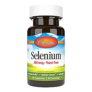 Carlson - Selenium, 200 mcg Yeast-Free, Prostate Health & Immune Support, Antioxidant, 60 Capsules
