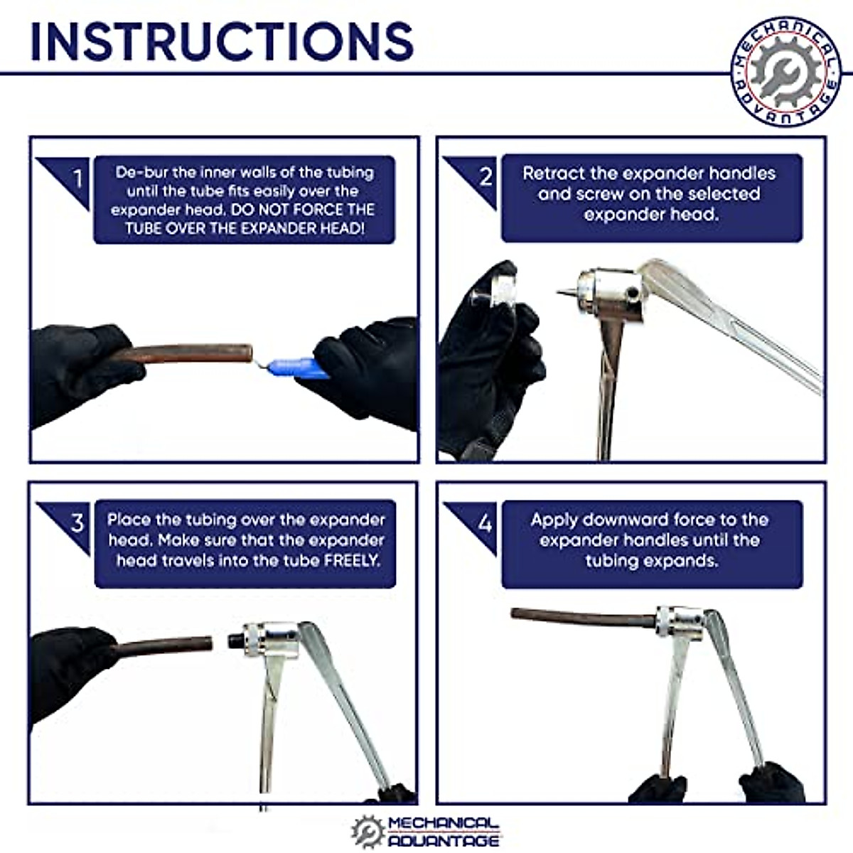 Professional Manual Swage Tube Expander Tool Kit – Full Swage HVAC Plumber Set - Electroplated Cast Iron w/Case, Tube Cutter, & Deburring Tool – 11 Sizes - 3/8 to 1 5/8 inch – By Mechanical Advantage