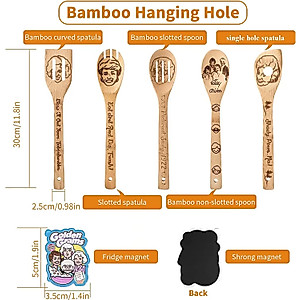 Christmas Gift Kitchen Utensils Set Idea Utensil Wooden Spoons Set House Warming Wedding Present Spoon Set Kitchen Gift Set (Golden Girls)