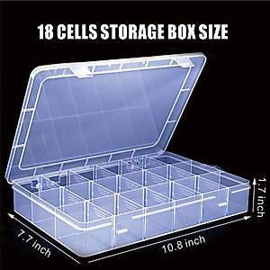 LZLMQSSA 18 Grids Transparent Plastic Organizer Box With Dividers, Adjustable Compartment Plastic Craft Storage Container, Small Parts Storage Box, Small Tool Organizer Storage Box（3 Pack）