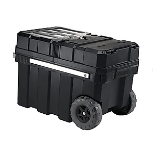 WILADU 24in Rolling Tool Box, Portable Black Resin Toolbox