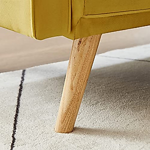 FULife Convertible 3 in1 Loveseat Sofa Futon Couch Sleeper Pullout Chaise Lounge Recliner Chair Reversible Folding Daybed Guest Bed,2-Seat Sofá,Adjustable Back,600lb Capacity, Yellow Linen Fabric 72"w