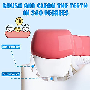 Mimorou 6 Pieces Kids U Shaped Toothbrush Soft Silicone Brush Head Toothbrush Whole Mouth Teeth Cleaning Design Toothbrush for Kids 2-12 Years Old (Pink) (Blue)