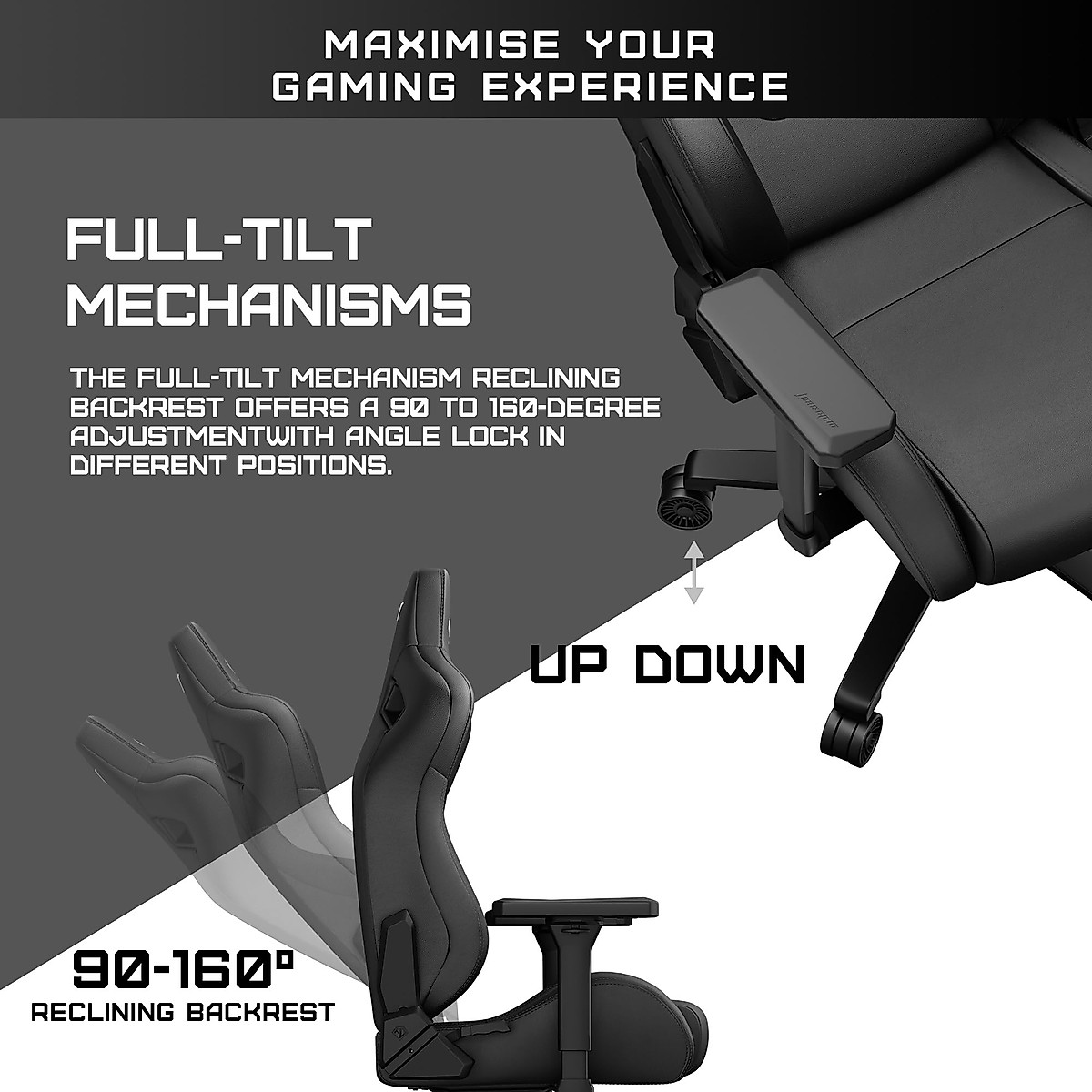 Anda Seat Kaiser Frontier Black PVC Leather Gaming Chair - XL Premium Ergonomic Gamer Chair for Adults, Video Game Chairs with Memory Foam Neck Pillow & Lumbar Back Support - Office Computer Seat