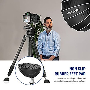 NEEWER Universal Tripod Feet Pad with Detachable Tripod Spikes, 3 Set Non Slip 60mm Diameter Tripod Monopod Rubber Feet Spikes Replacement with 3/8" Screw, Extra Stability and Flexible Angle