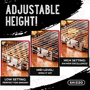 SHIZZO Adjustable Grill Basket, Barbecue BBQ Grilling, Stainless Steel Folding Portable Outdoor Camping Rack for Fish, Shrimp, Vegetables, Cooking Accessories, Gifts for father, husband