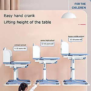 Height-Adjustable Children's Study Desk and Chair Set, LED Light Multifunctional Children's Desk, Writing Desk and Chair Set for Primary School Students, Lifting Study Table