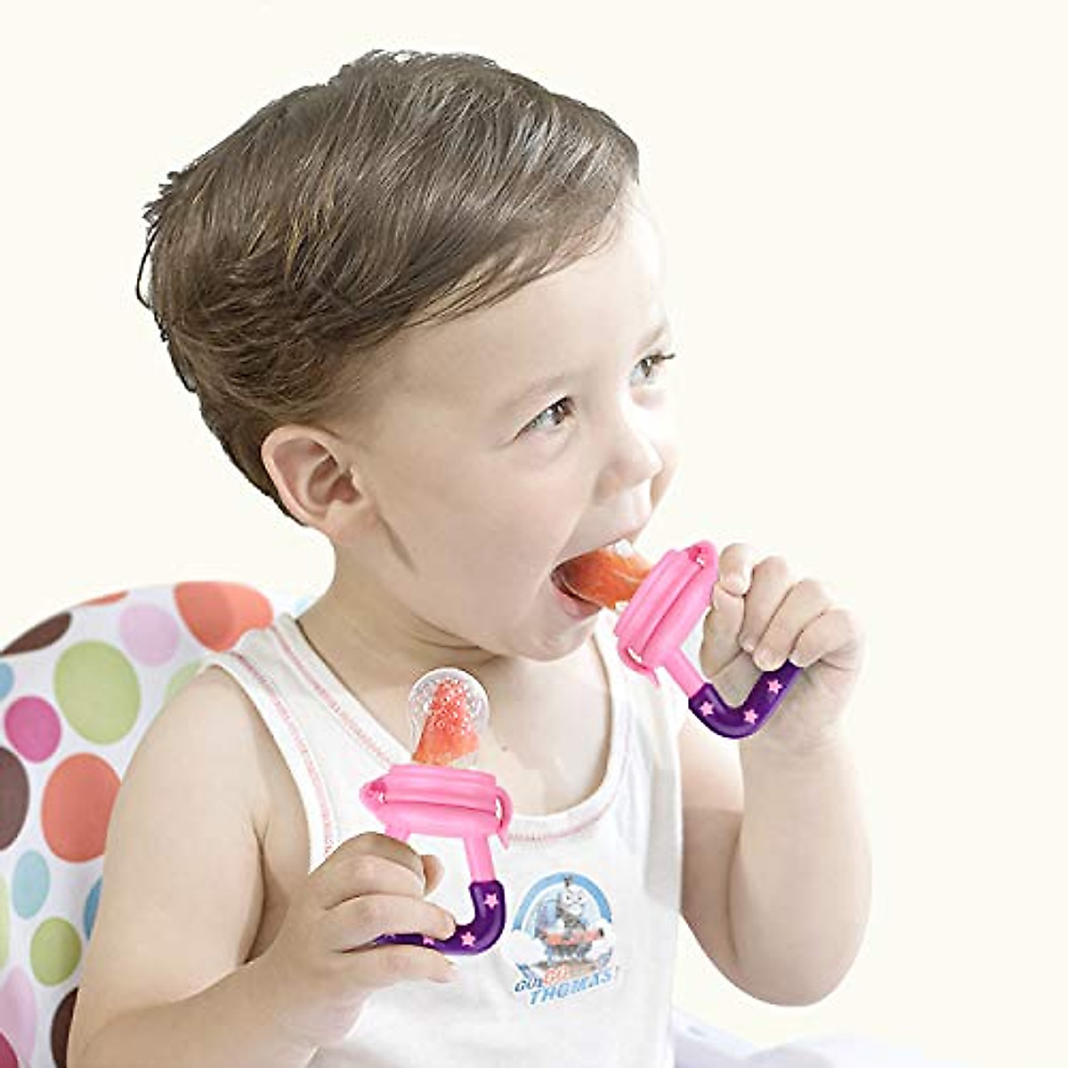 3 Pack Baby Food Feeder Fruit Food Silicone Nipple Teething Toy Reusable Aching Gums Pacifier,Pink