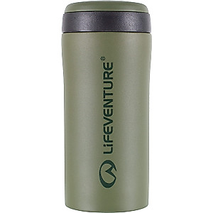 Lifeventure Thermal Mug, Leakproof & Vacuum Insulated Reusable Coffee Travel Cup, 300ml, Matt Khaki