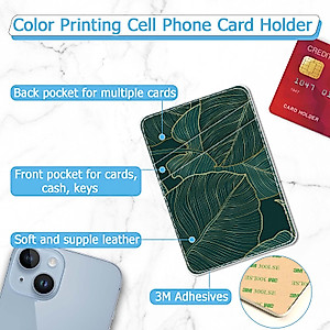 TIHYWR Leather Phone Card Holder Phone Wallet, Stick Back Phone Wallet Sticker Stylish Phone Case Credit Card Holder, Suitable for iPhone, Samsung, Android and Most Smart Phones. Rose Gold Leaf