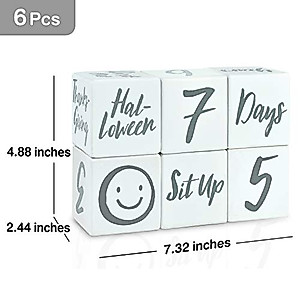 I'm Solid Wood Weekly Monthly Yearly Baby Milestone Age Blocks, Gender Neutral, Newborn Gifts & Keepsakes for Picture Props (6 Pcs/White)