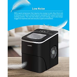 KUPPET Ice Maker Machine for Countertop, Portable Ice Cube Makers, Make 26 lbs ice in 24 hrs,Ice Cube Rready in 6-8 Mins with Ice Scoop and Basket for Home/Office/Bar (Black)