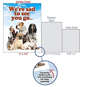 NobleWorks - Cute Group Retirement Card - Adorable Dog Office Humor, Work Retirement Greeting - Pet Coworkers J3636RTG-US
