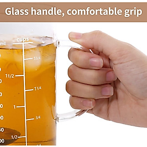NCnnwovf 500ML Glass Measuring Cup With Handle, High Borosilicate Glass Three Scales V-Shaped Spout Clear Measuring Cup (OZ, Cup, ML/CC) Easy To Read Kitchen Tools