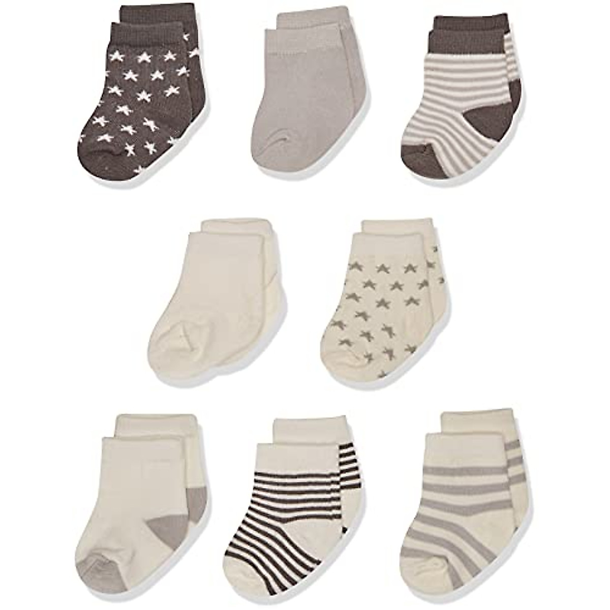 Touched by Nature Baby Organic Cotton Socks, Charcoal Stars, 0-6 Months