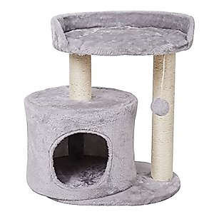 MIAO PAW G5 Small Cat Tree Tower Condo Furniture Activity Center Play House Sisal Scratching Posts Large Platforms and a condo Grey