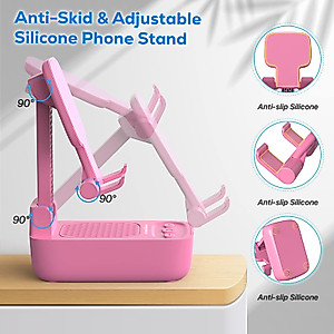 Gifts for Men Women, from Wife,Cell Phone Stand with Wireless Bluetooth Speaker, Punchy Bass & HD Stereo Sound Speaker for Home & Outdoors Compatible with iPhone/ipad/Samsung-Pink