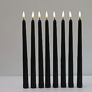 Datomarry Pack of 12 Black Body Flickering Flameless Taper Candles,11 inch Warm White Glow Plastic Battery Powered Realistic Christmas Candles Lights
