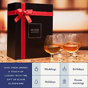 Crystal Whiskey Glasses Set of 4-18 Oz Cognac Glasses in Gift Box - for Scotch Cocktail Rum Cognac Vodka Liquor - Unique Gift for Men at Home Bar