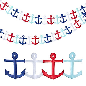 65Ft Nautical Garland Nautical Birthday Party Decorations Nautical Party Themed Hanging Garland Garland Banner for Birthday Baby Shower Party Decoration (2 Pieces)
