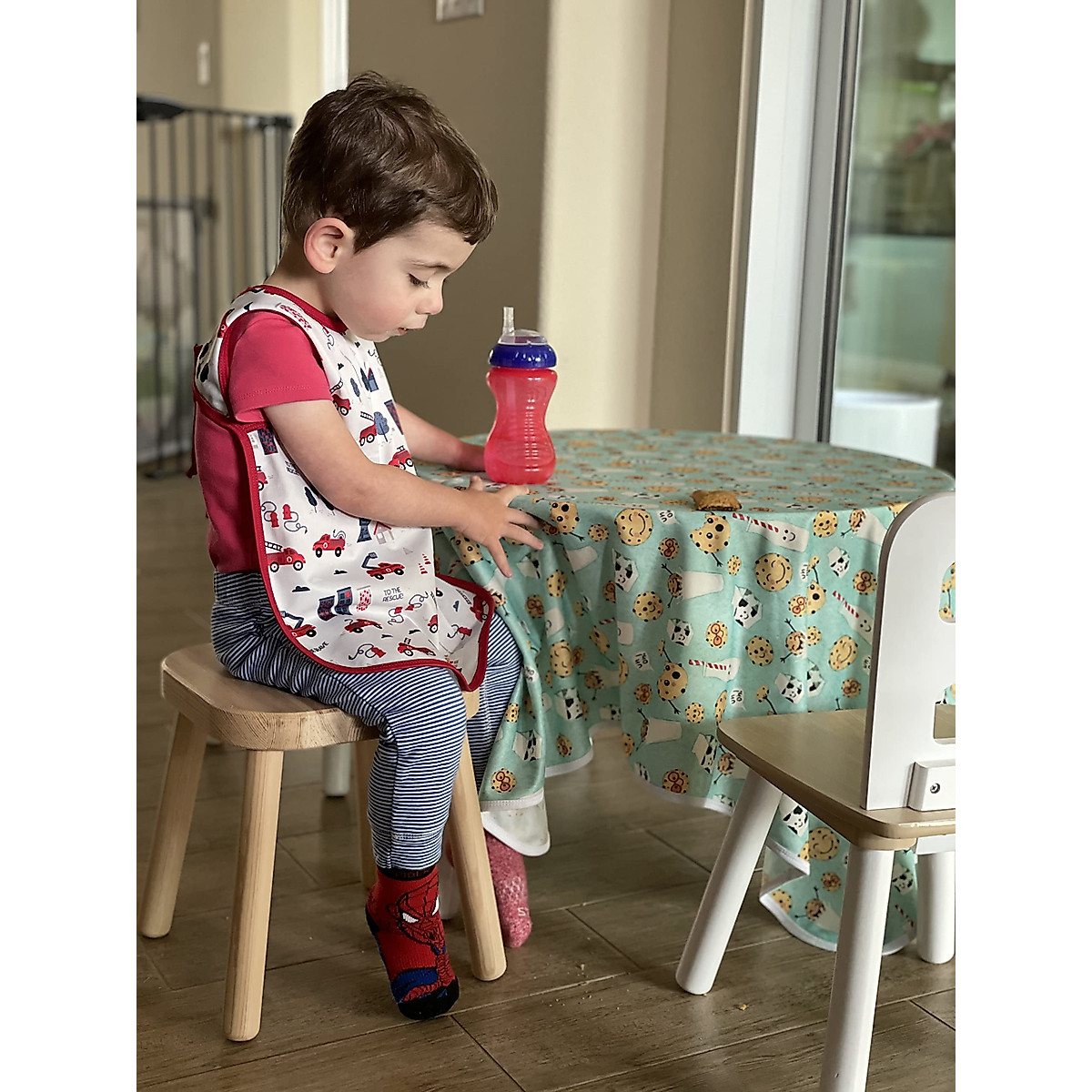 BapronBaby Be Brave - Firefighter Bapron - No Neck Tie Safer Bib for Baby & Toddler - Soft Waterproof Stain Resistant - Machine Washable - Sz Baby/Toddler 6m-3T