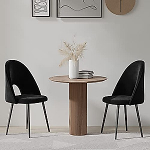 Cozy Castle Kitchen & Dining Room Chairs, Velvet Mid Century Dining Chairs with High Back, Kitchen Chairs Set of 2, Black